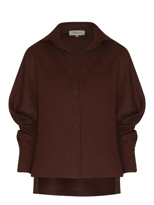 ANDRES OTALORA Si Sabes Linen Shirt - Brown