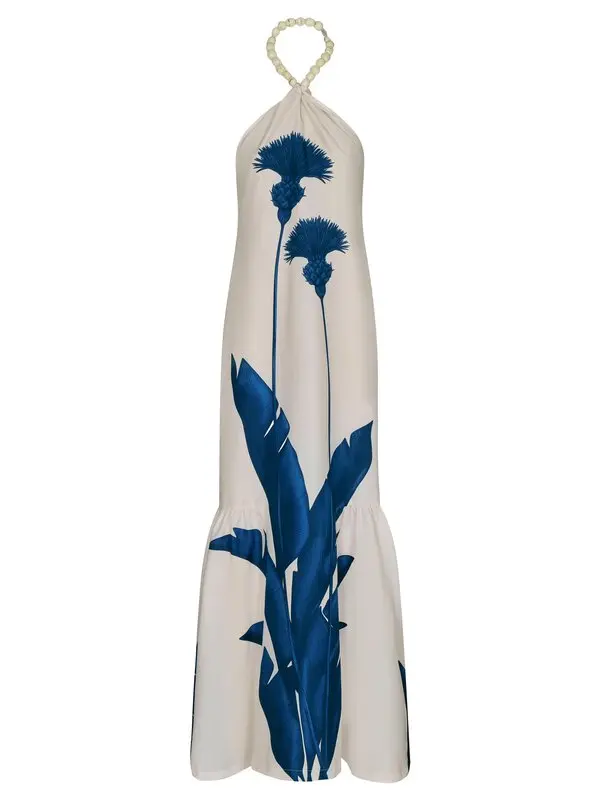 ANDRES OTALORA Vivir Contigo Cotton-poplin Gown - Blue