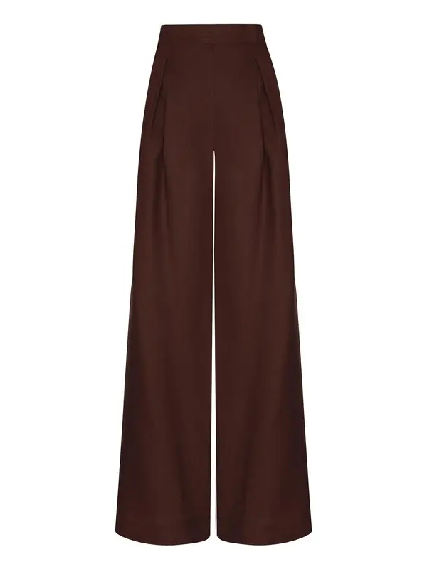 ANDRES OTALORA Desperte Pleated Linen Wide-leg Pants - Brown