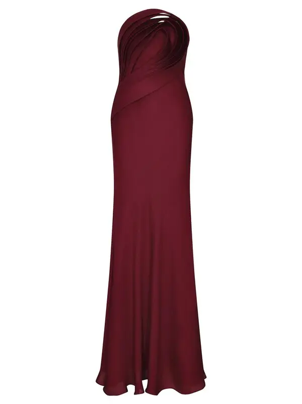 ANDRES OTALORA Vida Entera Strapless Maxi Dress - Burgundy