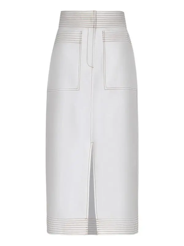 ANDRES OTALORA Caminos Patch Pocket Linen Midi Skirt - Off-white
