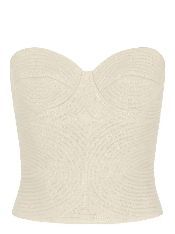 ANDRES OTALORA Morenita Embroidered Linen Top - Ivory