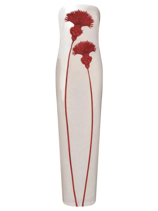ANDRES OTALORA Costera Printed Linen Maxi Dress - Red