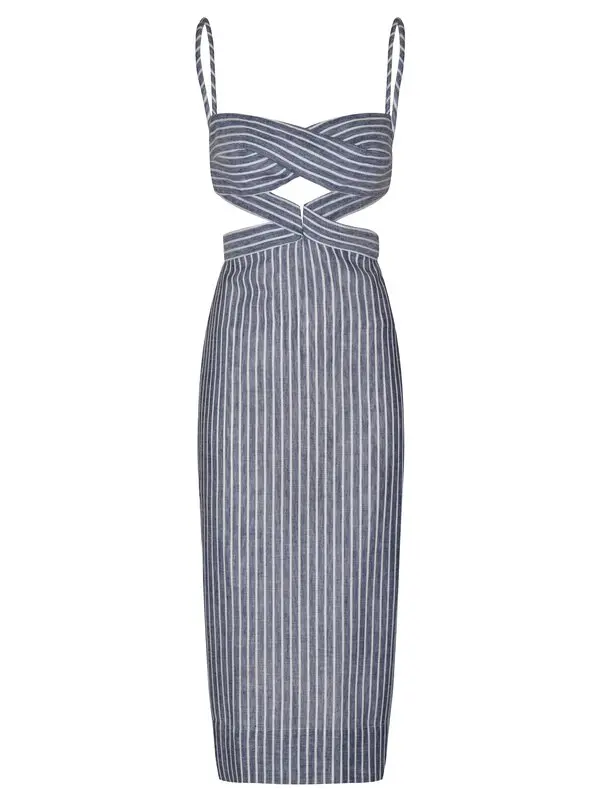 ANDRES OTALORA Recuerdos Cutout Midi Dress - Stripe