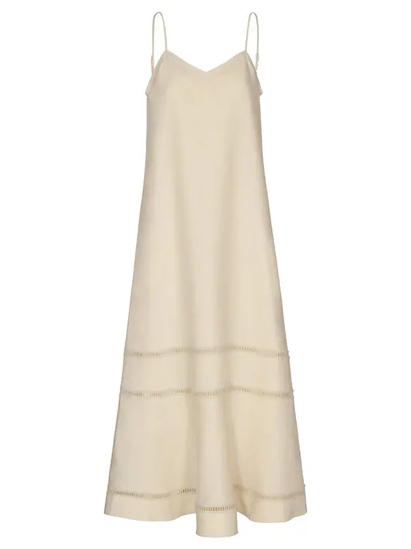 ANDRES OTALORA Al Viento Embroidered Linen Maxi Dress - Ivory