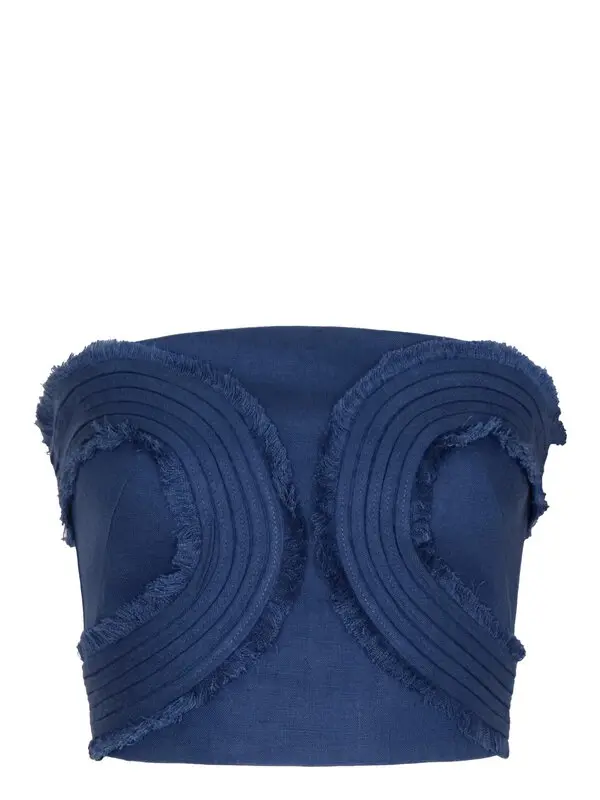 ANDRES OTALORA Calida Embroidered Linen Top - Blue