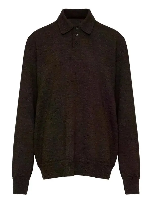 MAISON MARGIELA Elbow-patch Wool Polo Shirt - Brown