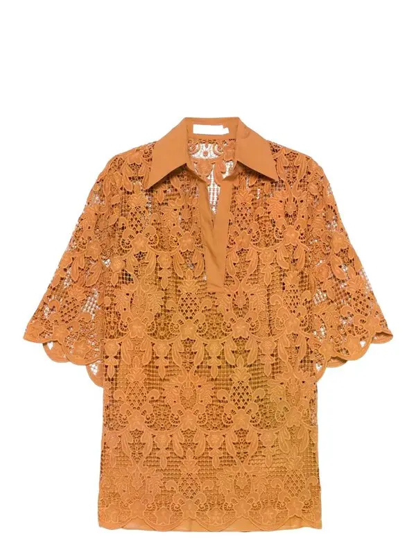 Zimmermann Coco Embroidered Top - Brown