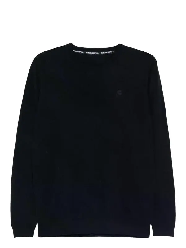Karl Lagerfeld Merino Wool Crew Neck Sweater - Blue