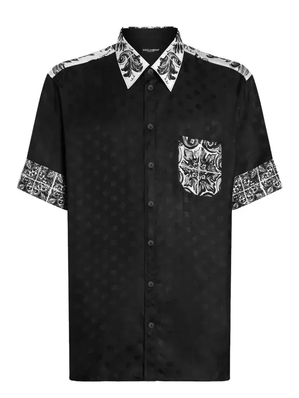 Dolce & Gabbana Monogram Silk Shirt - Black