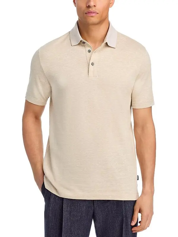 BOSS Short Sleeve Heathered Polo Shirt - Light Beige