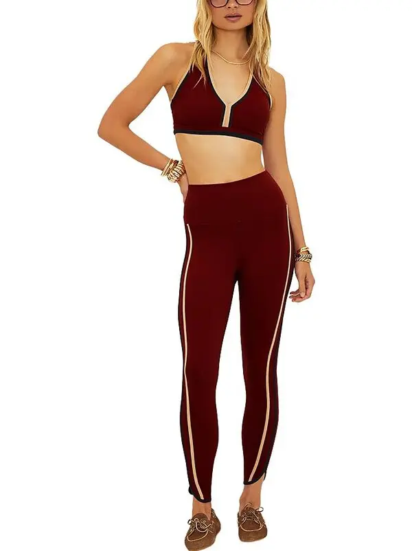 Beach Riot Nella Leggings - Maroon Merlot Colorblock