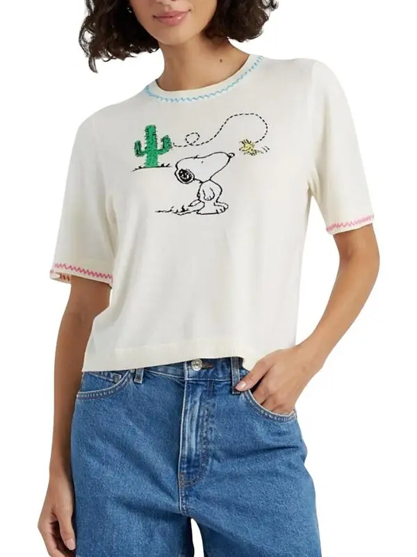 Chinti & Parker Cotton Snoopy Vacation T-shirt - Cream
