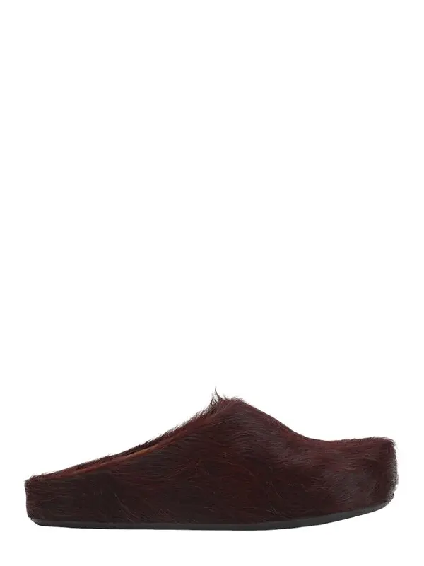 Marni Calf Hair Fussbett Sabot Mules - Red