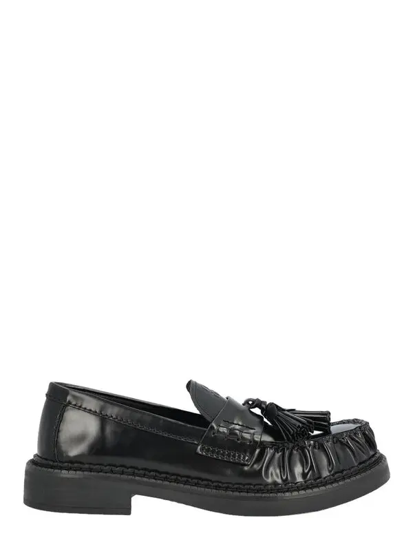 Miu Miu Brushed Leather Loafers - Black
