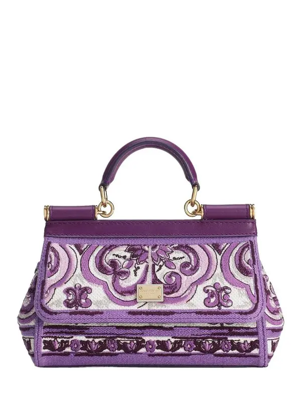 Dolce & Gabbana Small Sicily Handbag With Embroidery - Multicolor