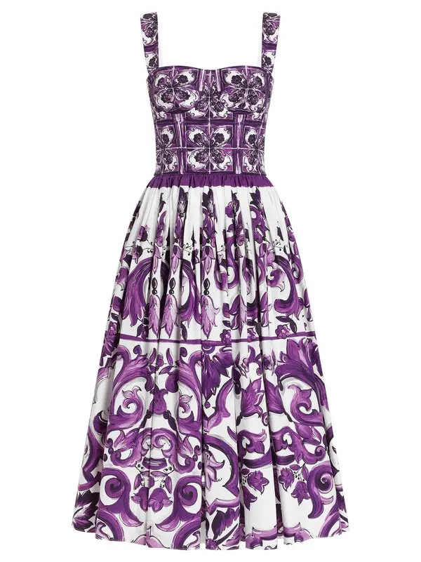 Dolce & Gabbana Majolica-print Poplin Dress - Multicolor