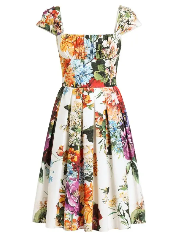 Dolce & Gabbana Floral Bouquet Poplin Dress - Print