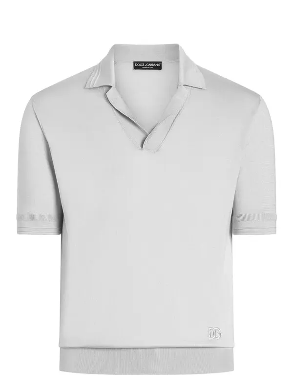 Dolce & Gabbana Satin Silk Polo Shirt - Grey