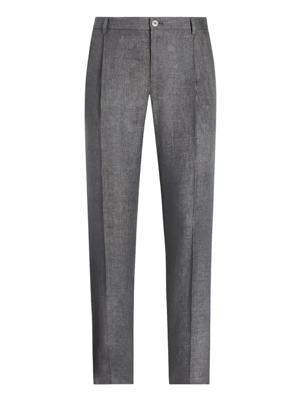Dolce & Gabbana Washed Linen Canvas Trousers - Grey