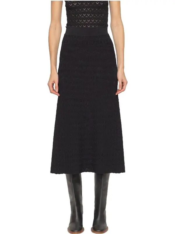 Sea Rue Knit Midi Skirt - Black