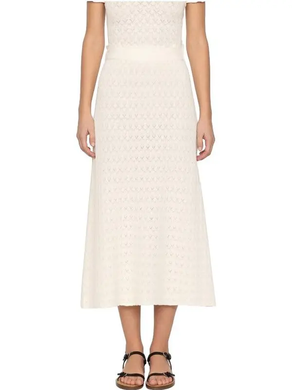 Sea Rue Knit Midi Skirt - White