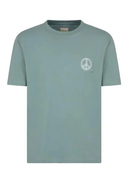 Emporio Armani Asv Jersey T-shirt With Oversized Print From The Peace Capsule Collection - Blue