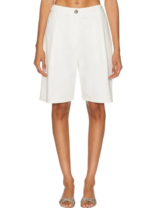 Matthew Bruch Low Rise Pleated Bermuda Short - White