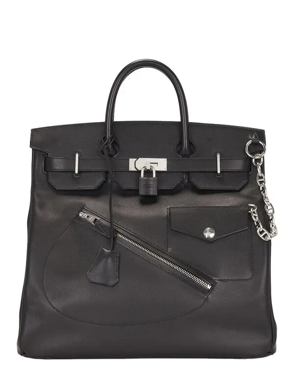 Hermès Limited Edition Evergrain Haut A Courroies Rock Birkin 40 Handbag - Noir