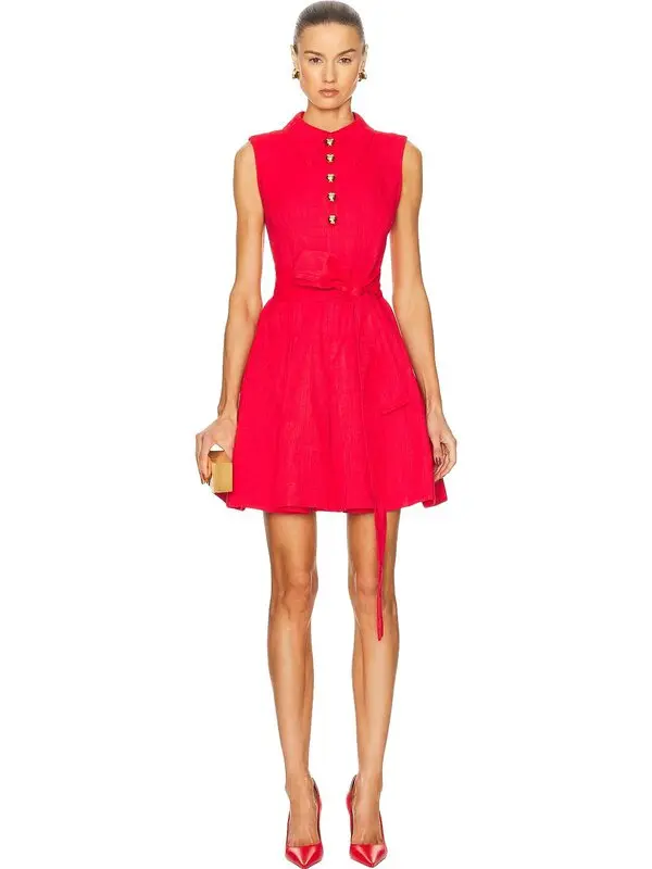 Carolina Herrera Pleated Mini Dress - Herrera Red