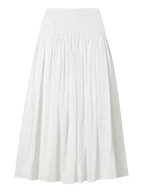 Staud Procida Embroidered Skirt - White Eyelet