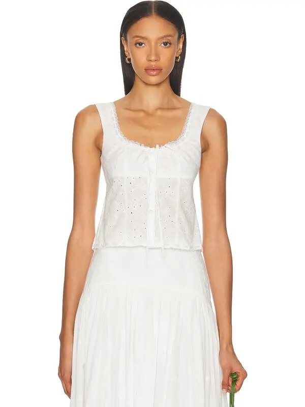 Staud Lou Top - White Eyelet