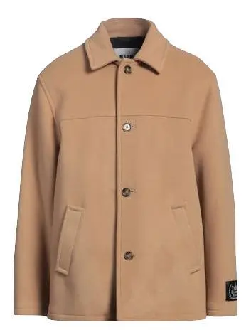 MSGM Single-breasted Coat In Virgin Wool And Polyamide - Beige