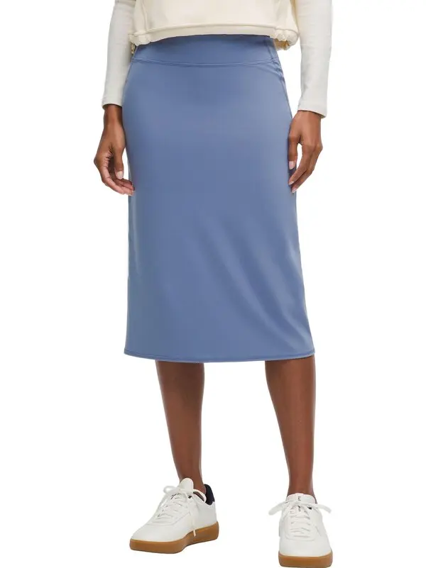 Lululemon Nulu Slim-fit High-rise Midi Skirt - Washed Denim