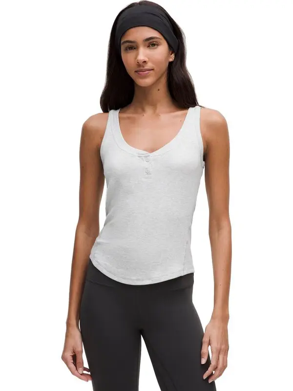 Lululemon Hold Tight Henley Tank Top - Heathered Core Ultra Light Grey
