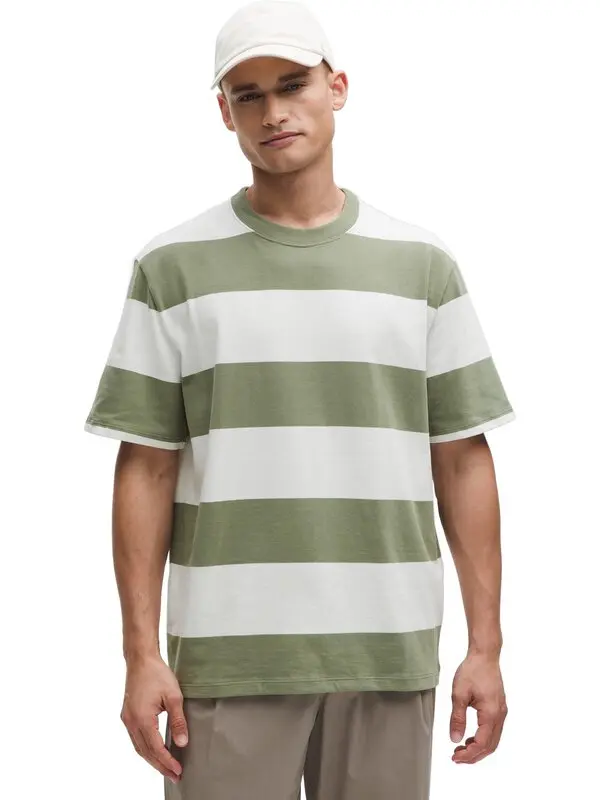 Lululemon Heavyweight Cotton Jersey T-shirt - Pack Stripe Burnside Green White