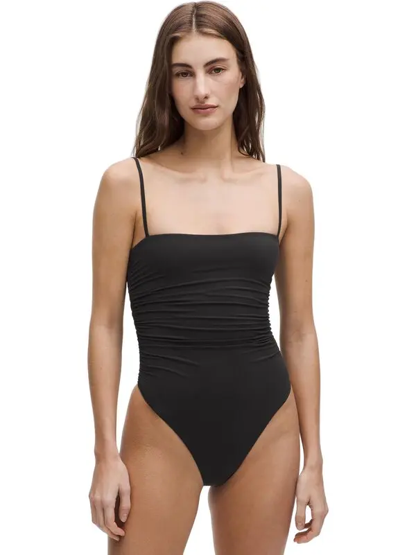 Lululemon Wundermost Ultra-soft Nulu Ruched Cami Bodysuit - Black