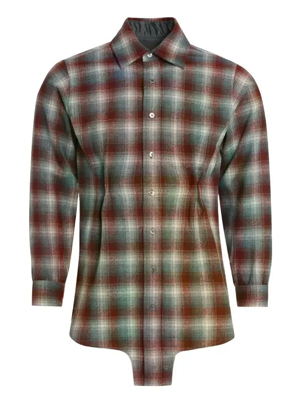 MAISON MARGIELA Plaid Button-up Shirt - Brown