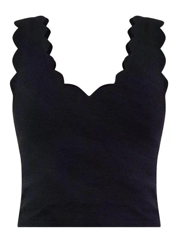 Marysia Venus Scalloped-hem Cropped Top - Black