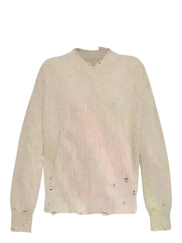 MAISON MARGIELA Distressed Ribbed Sweater - Neutrals