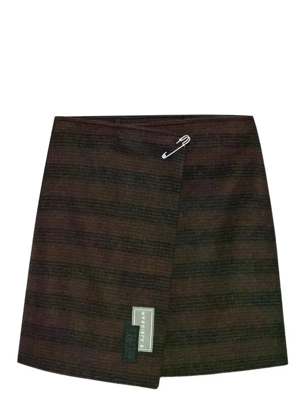 MAISON MARGIELA Asymmetric Striped Mini Skirt - Brown