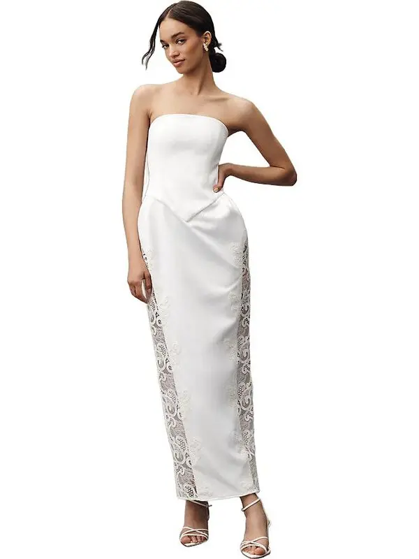DELFI COLLECTIVE Cristi Strapless Lace Cutout Maxi Dress - White