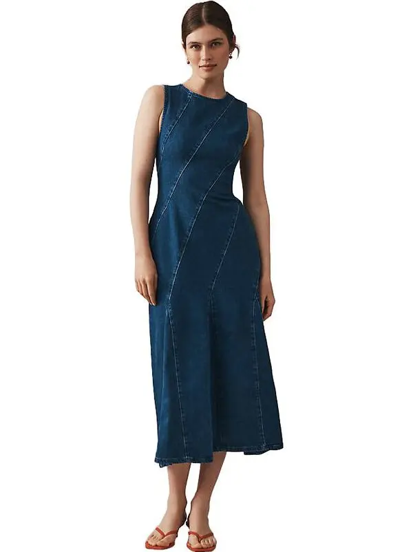 ALIGNE Raven Sleeveless Denim Midi Dress - Medium Denim
