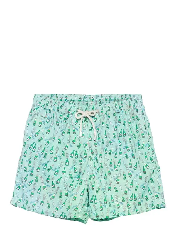 MC2 SAINT BARTH Logo-print Swim Shorts - Green