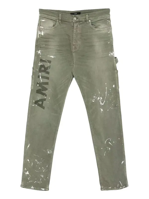 Amiri Logo-print Stretch-cotton Jeans - Green