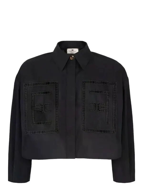 Elisabetta Franchi Embroidered Cropped Shirt - Black
