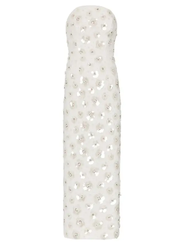MILLY Kait Fleur Paillette Midi Dress - White
