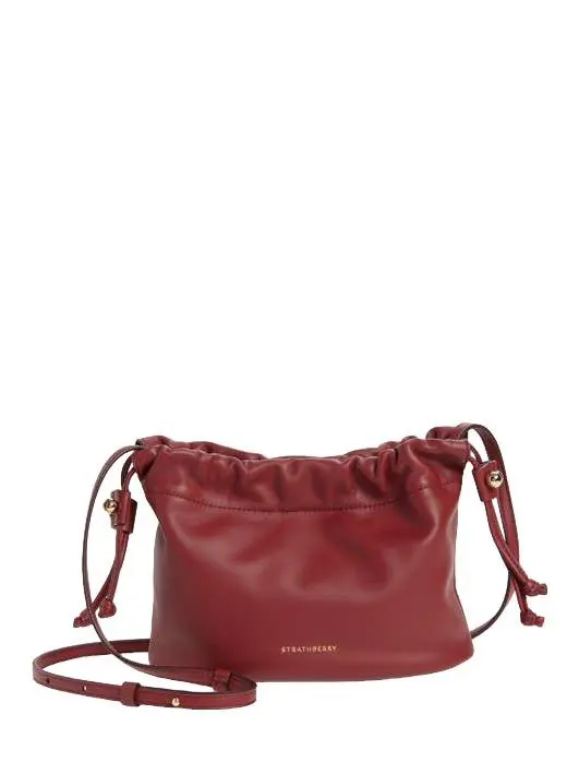 Strathberry Drawstring Leather Crossbody Bag - Oxblood