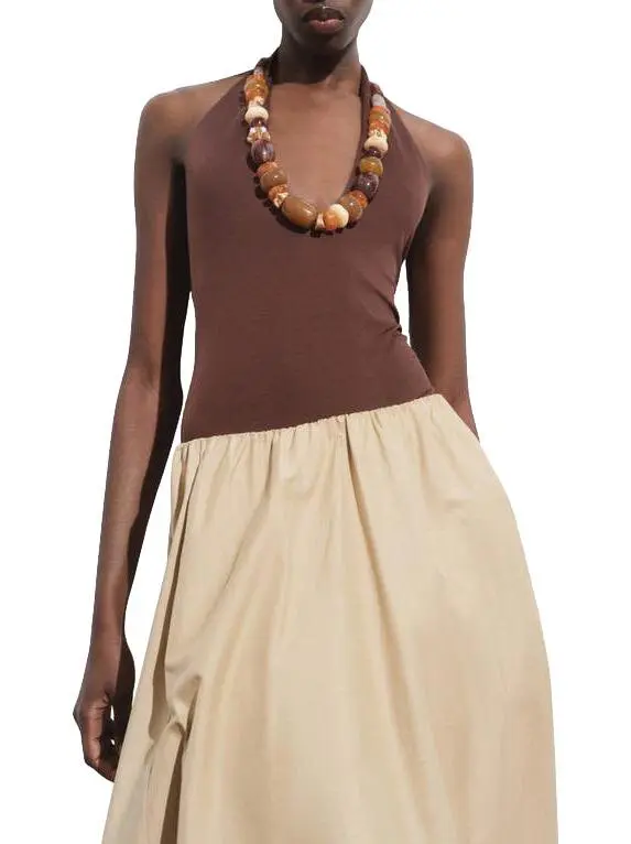 Mango Halter Neck Bodysuit - Chocolate