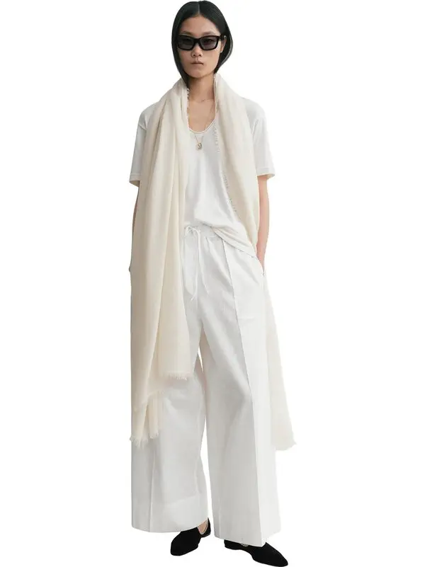 TOTEME Wide-leg Linen-cotton Trousers - White